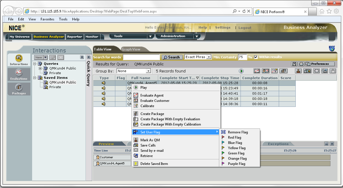 Business Analyzer | Interactions